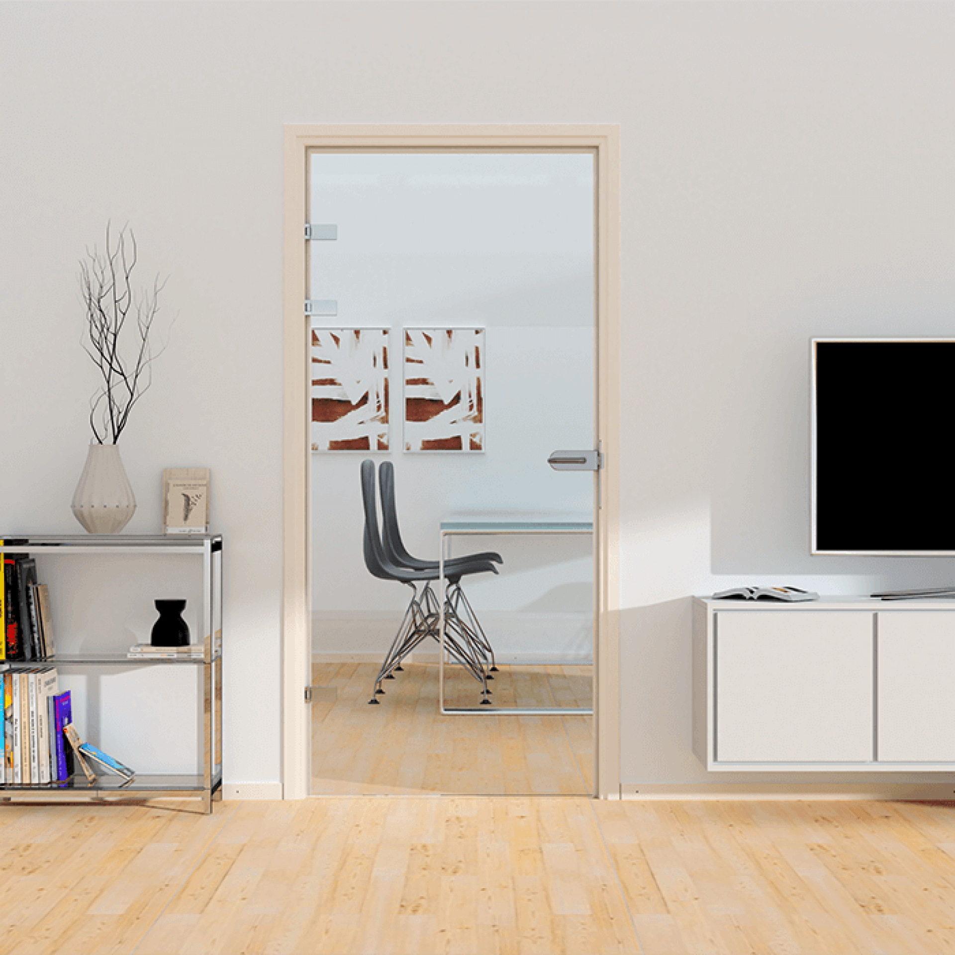 Stompe binnendeur XL van helder glas | Glashandelonline.com